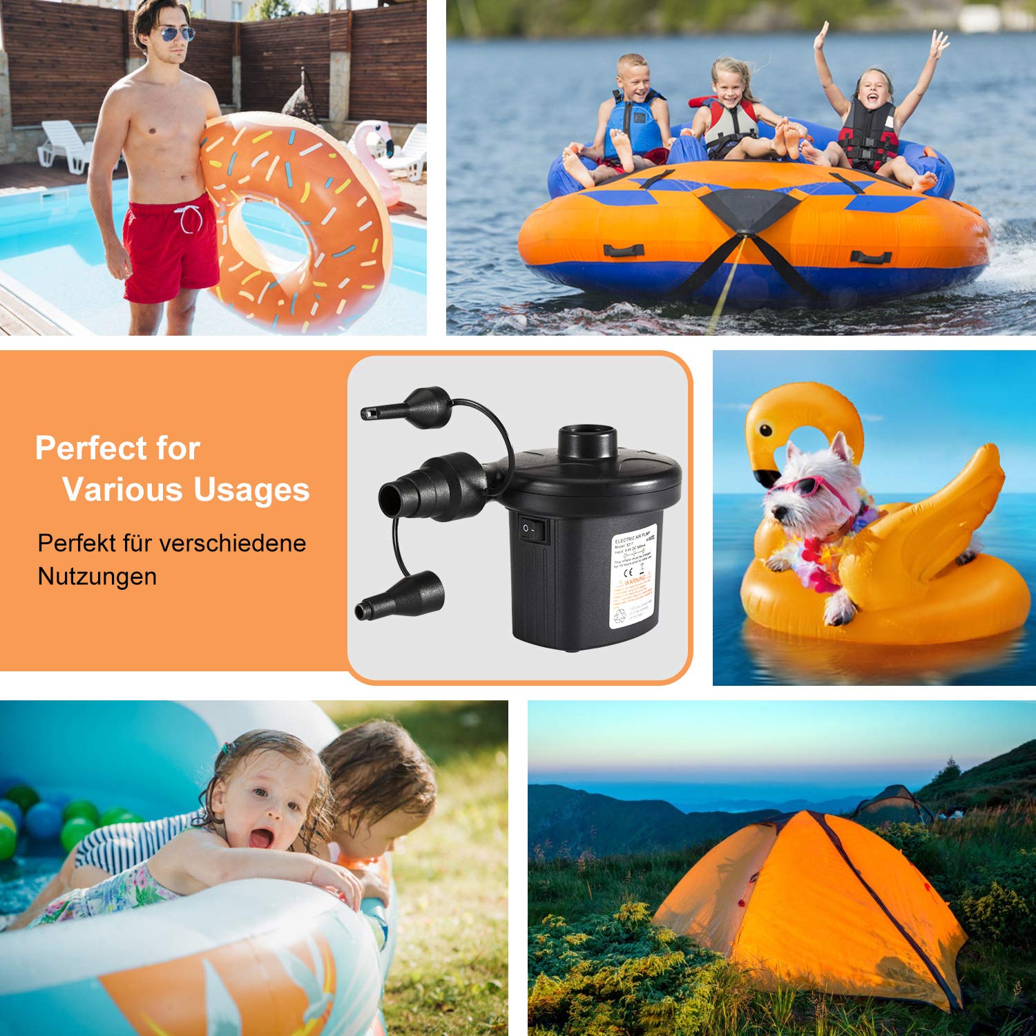 Camping Mattress MIAOKE Portable Air Pump - Rechargeable Electric ...