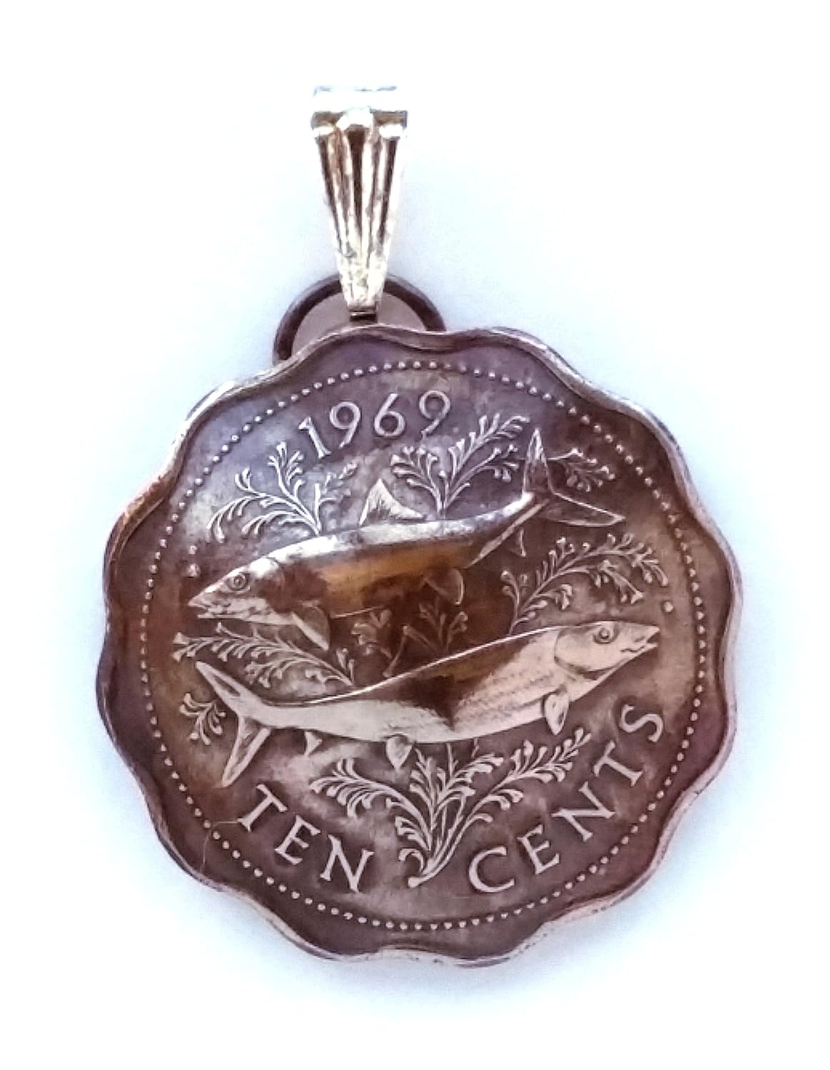 Amazon.com: Bahamas Coin Pendant Fish Vintage Necklace Jewelry ...