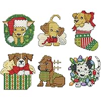 Amazon.com: Design Works Crafts Christmas Puppies Counted Cross Stitch ...