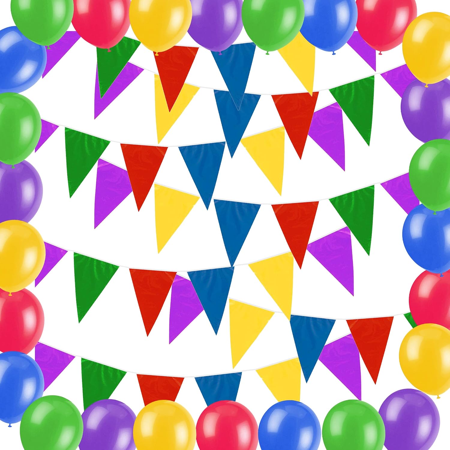 by Robelli Pack of 100 Multicolour Balloons & 100m of Multicolour ...