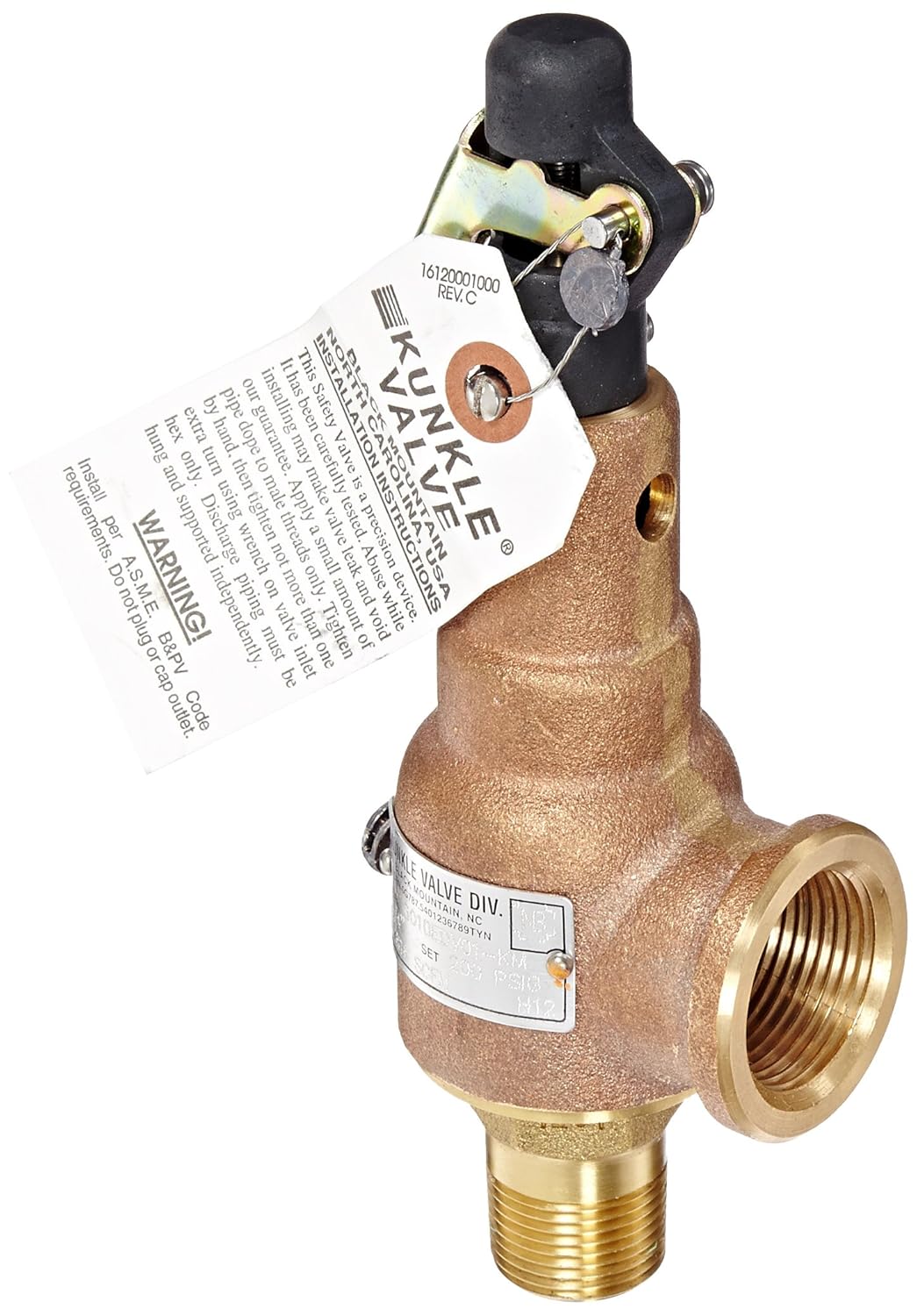 EPR Soft Seat 1-1/4 NPT Male Inlet x NPT Female Outlet 200 Preset Pressure Kunkle 6010GFE01 ...