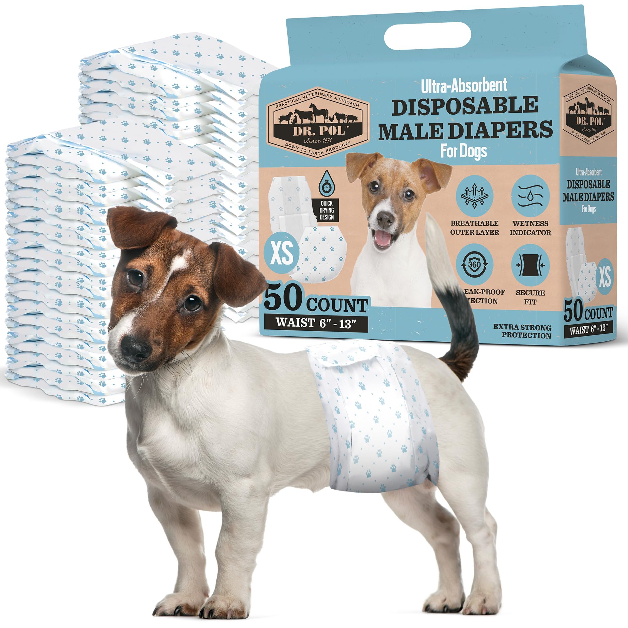 Dr. Pol Male Dog Diapers – Super Absorbent, Breathable, Leak-Proof with ...