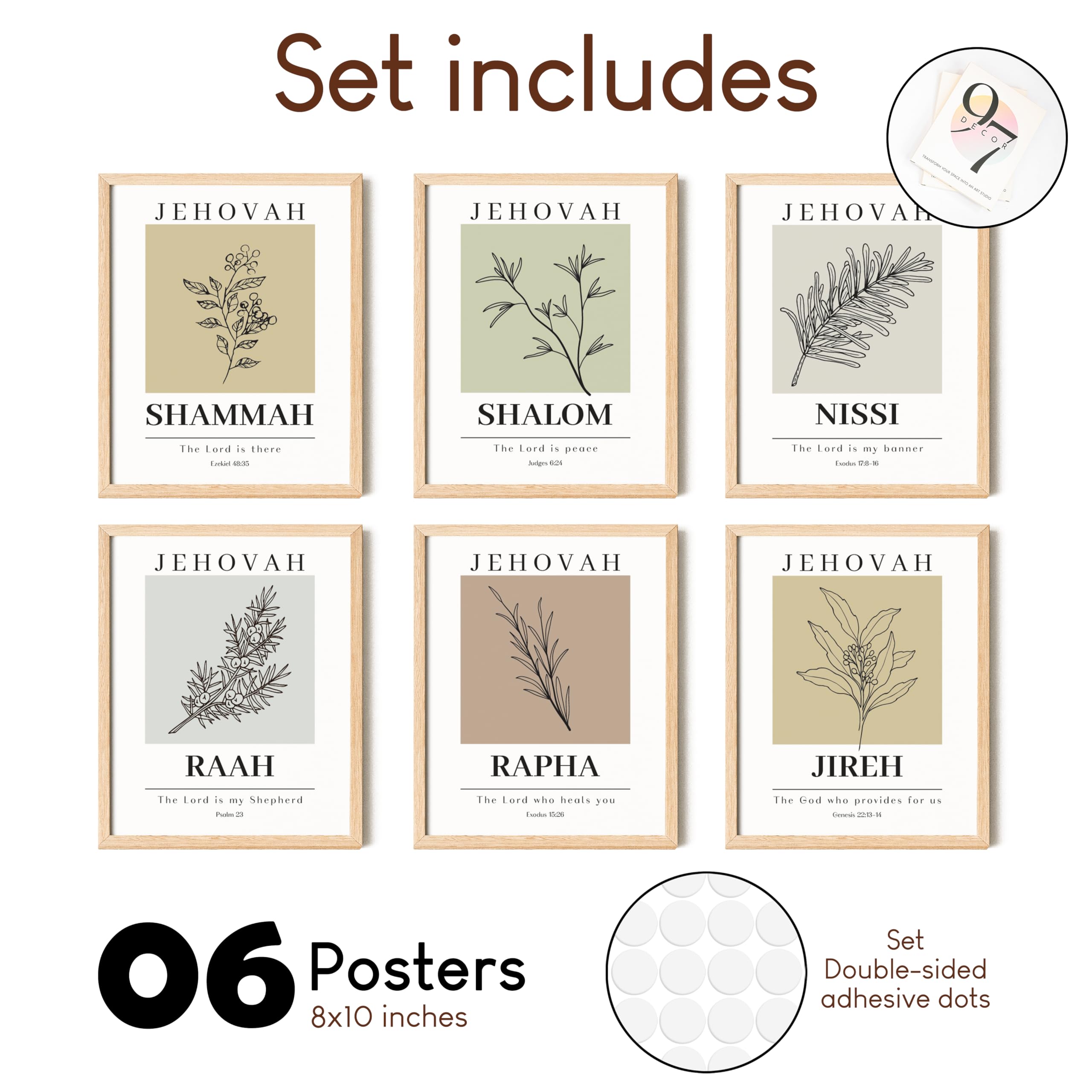 Mua 97 Decor Hebrew Names of God Poster - Minimalist Christian Wall Art ...