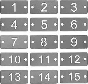 Amazon.com : StayMax Rectangle Metal Hollowed Numbered Tags Stainless ...