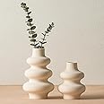 Amazon.com: HODEVAS Ceramic Vases Set of 2 for Modern Home Decor,Off White Round Vases,Boho Vase ...