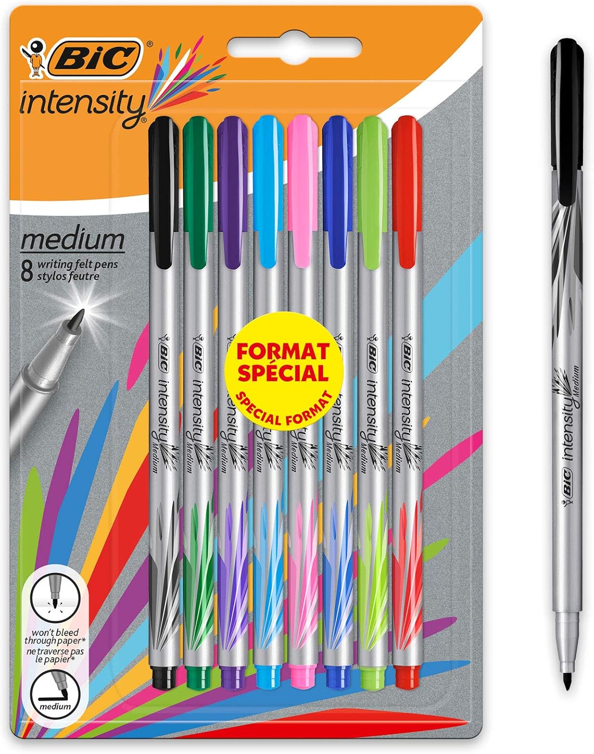 Amazon.com : BIC Intensity Medium Felt-Tip Pens, Medium Tip, Box of 12 ...