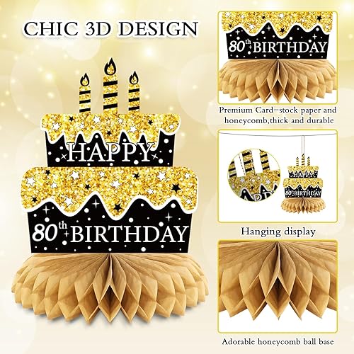80th Birthday Decorations Centerpieces Birthday Gold Table Party