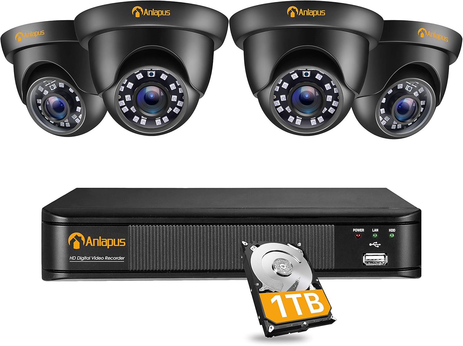 Anlapus H.265+ Home CCTV Security Camera Systems, 8CH 2MP Surveillance ...