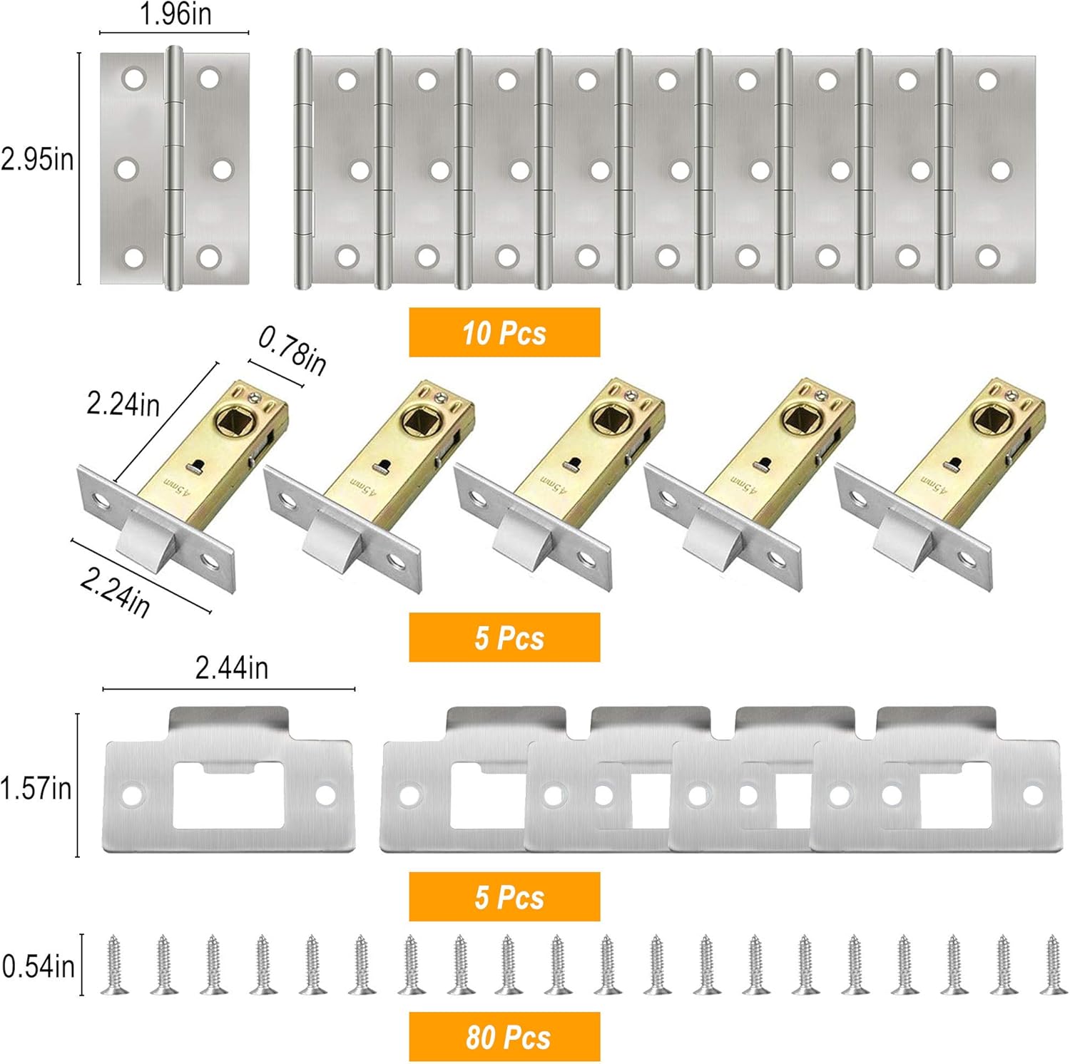 Door Tubular Latch, 45mm Tubular Mortice Latch with Screws for Internal ...