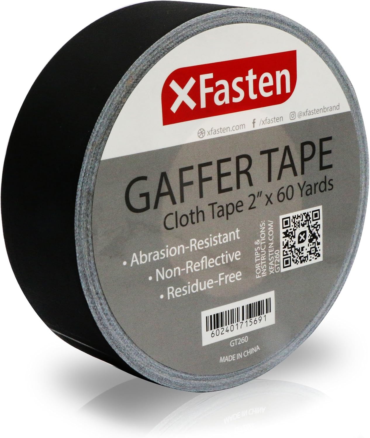 XFasten Professional Grade Gaffer Tape, 2 Inch X 60 Yards (Black ...