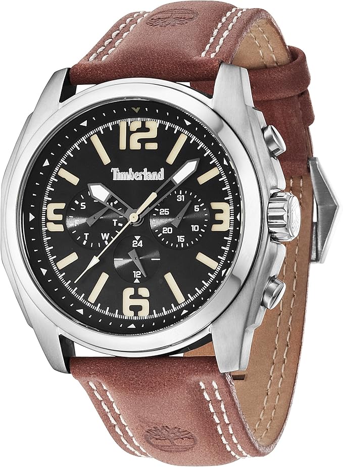 Timberland Men's Brown Leather Strap Watch: Amazon.co.uk: Watches