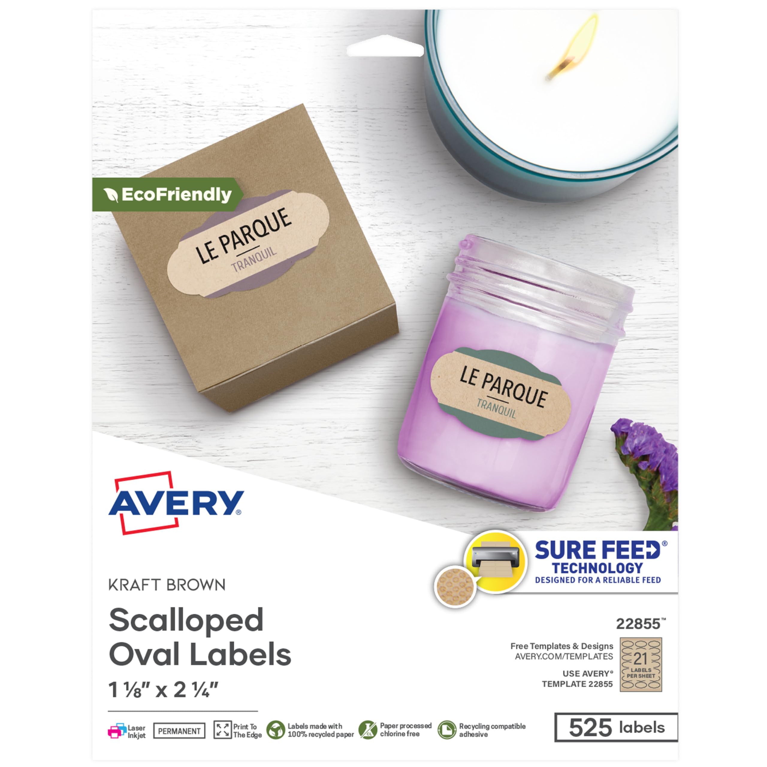 Mua Avery Kraft Brown Scalloped Oval Labels with Sure Feed Technology ...