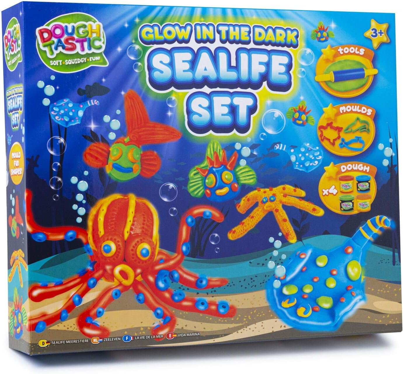 Dough Tastic Glow In The Dark Sealife Set Make Your Own Sea Creatures ...