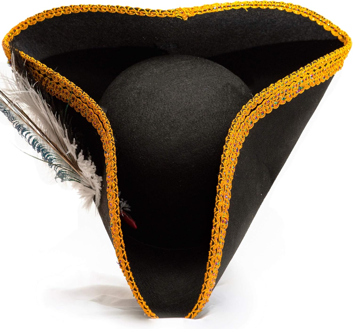Amazon Pirate Hat Real Feathers Black Felt With Gold Trim Amazon Pirate Hat Real Feathers Black Felt With Gold Trim