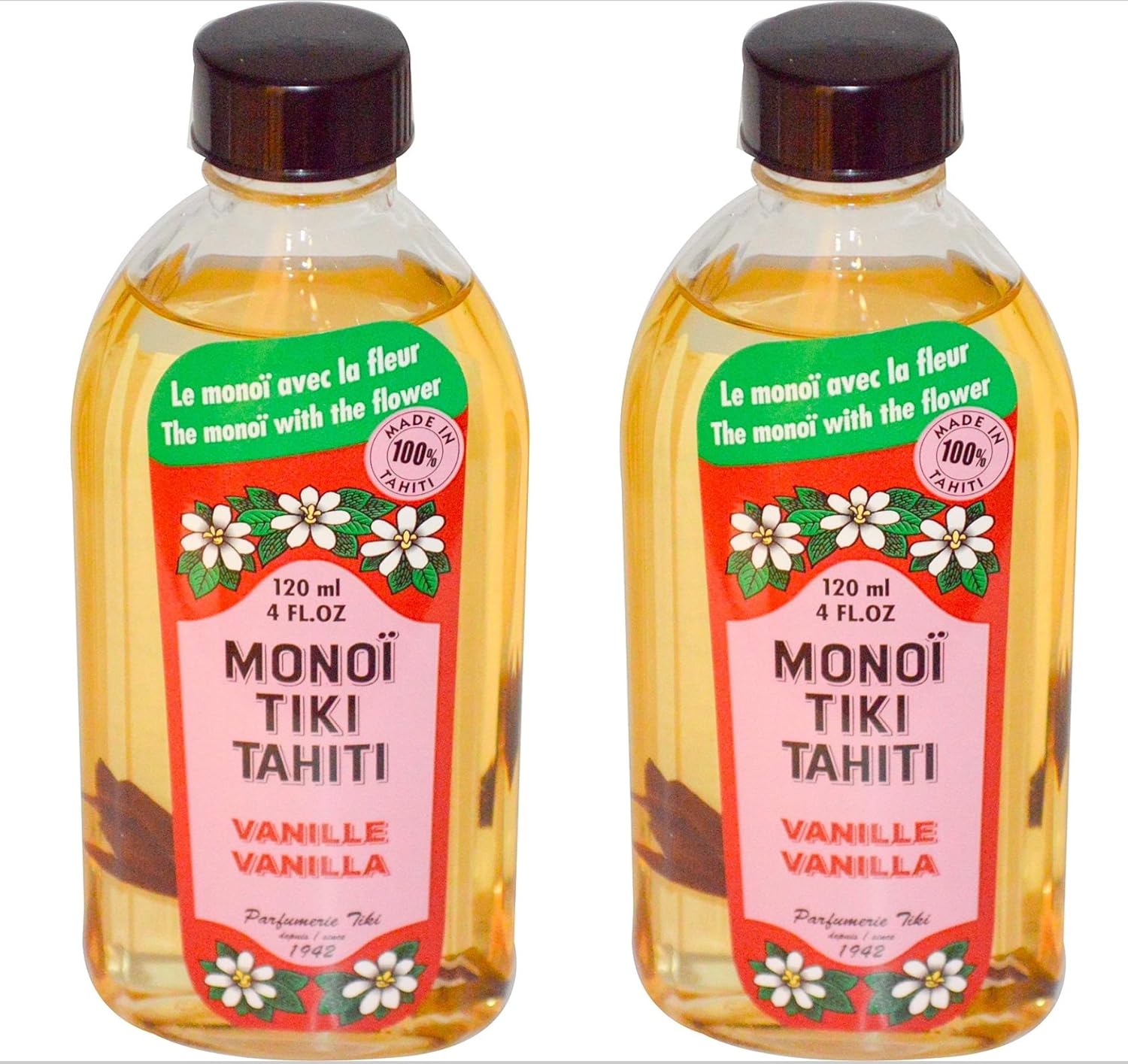 Amazon.com : Monoi Tiki Tahiti Vanilla Coconut Oil (Pack of 2), Scented ...