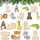 Amazon.com: 32 Pack Unfinished Wood Animal Cutouts Jungle Animal Crafts ...