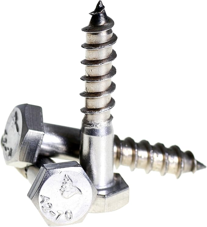Bolt Base 6mm A2 Stainless Steel Coach Screws Hex Head Lag Bolts Wood