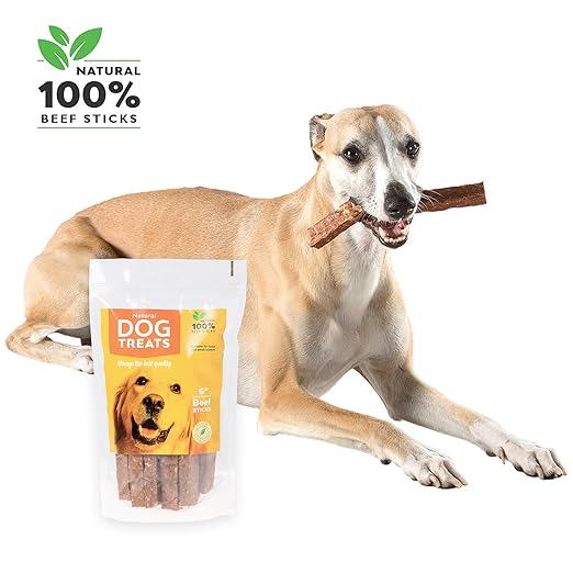 100% Natural Premium 6-inch Beef Meat Sticks for Dogs Dried Rawhide ...
