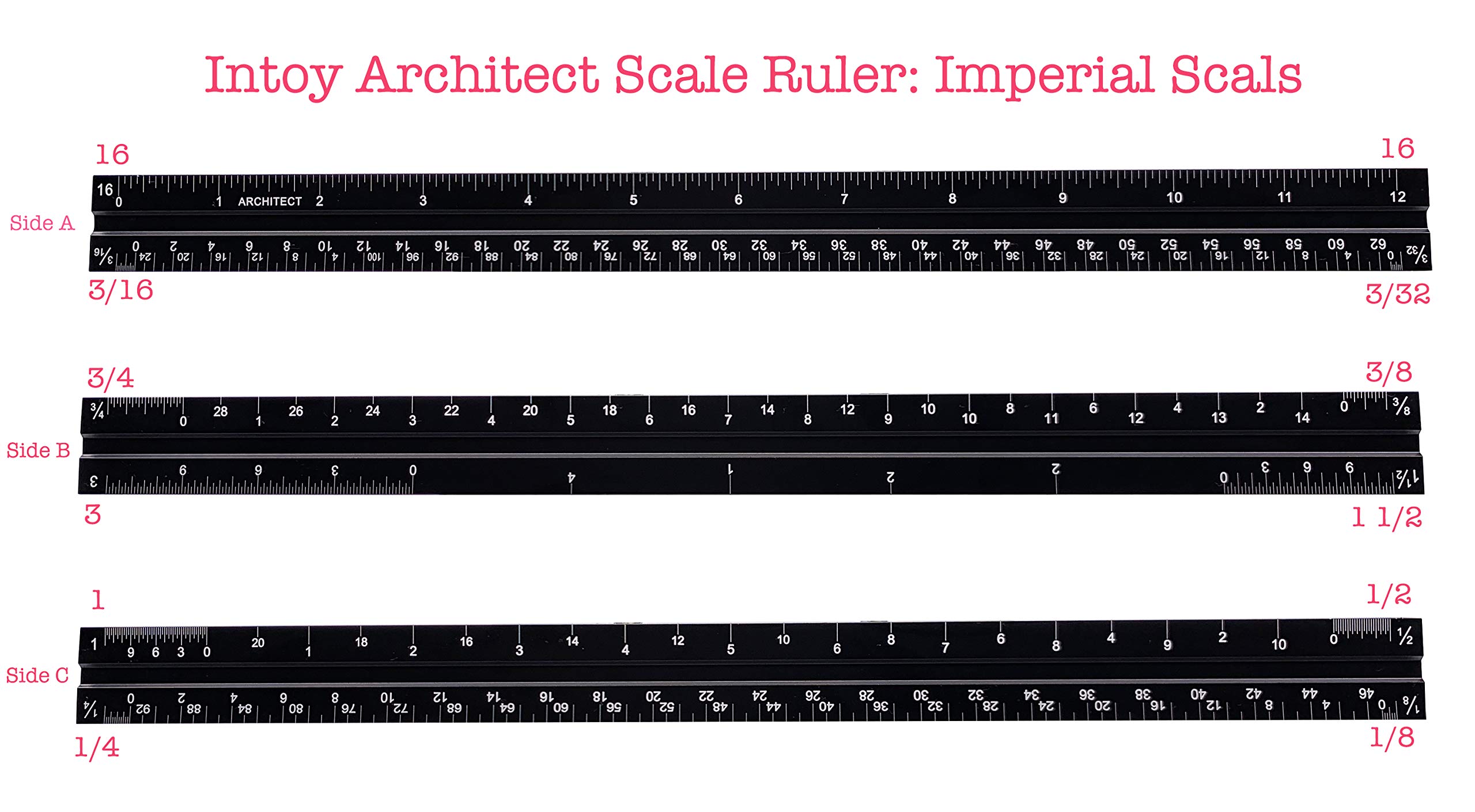 Mua 12 Inch Architectural Scale Ruler with Laser-Etched Imperial Measurements, 12" Aluminum ...