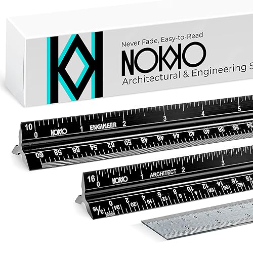 NOKKO 12 Inch Architectural and Engineering Scale Ruler Set ...