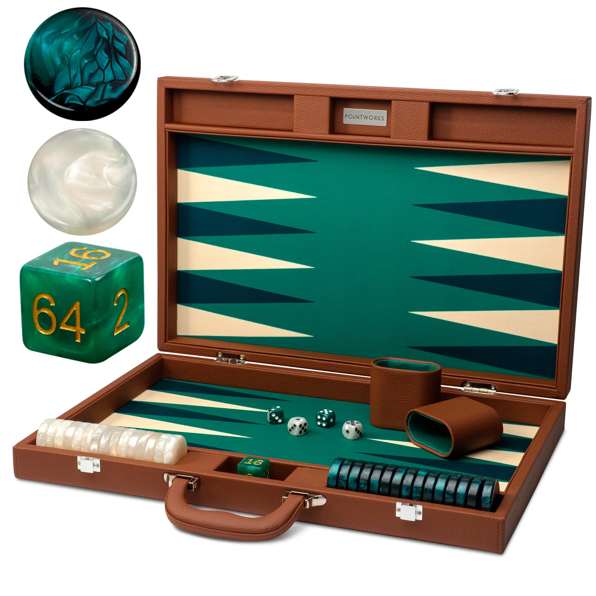 Pointworks 19 Inch Premium Backgammon Sets for Adults Leather Brown ...