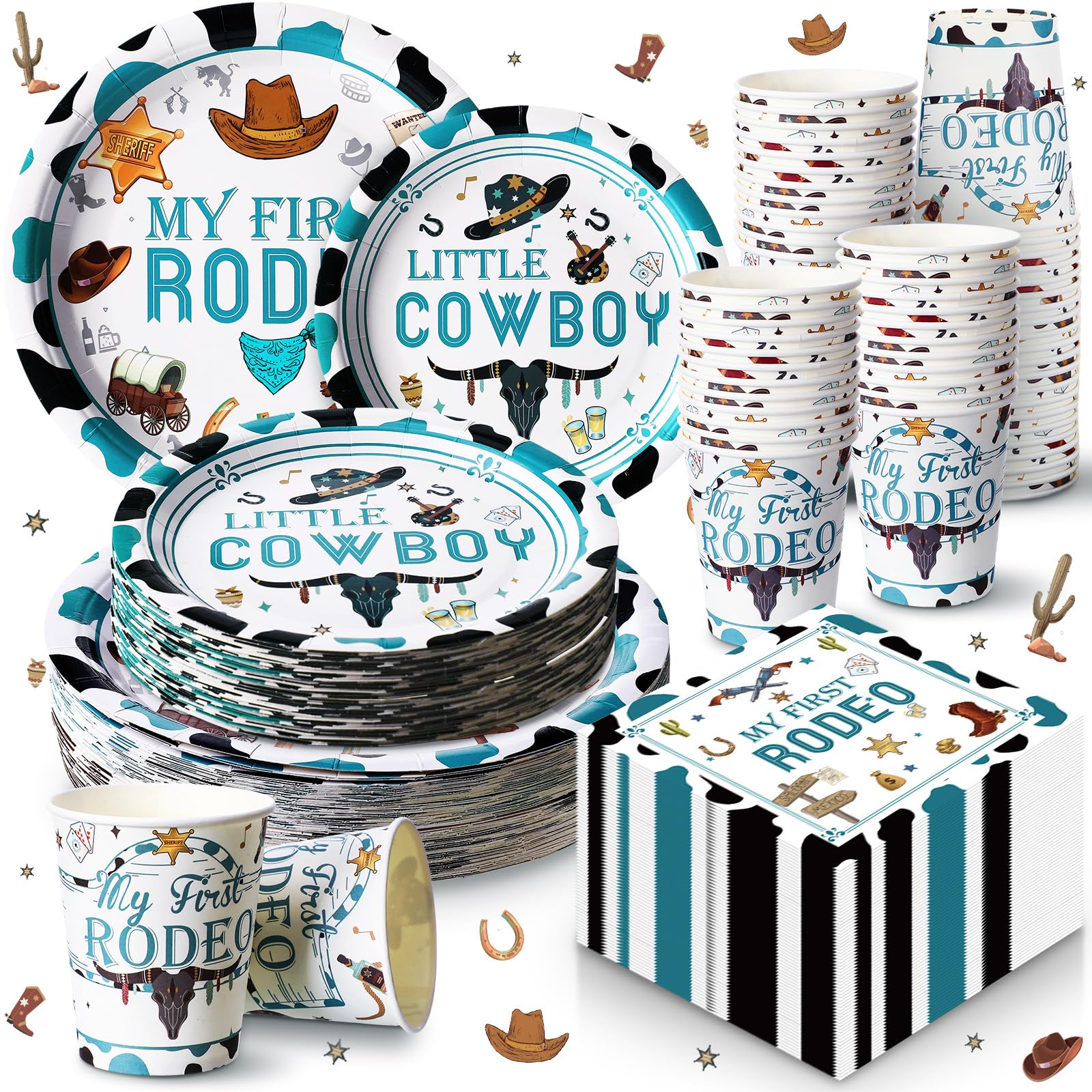 Tanlade 216 Pcs First Rodeo Birthday Party Supplies Serve 36 Baby ...