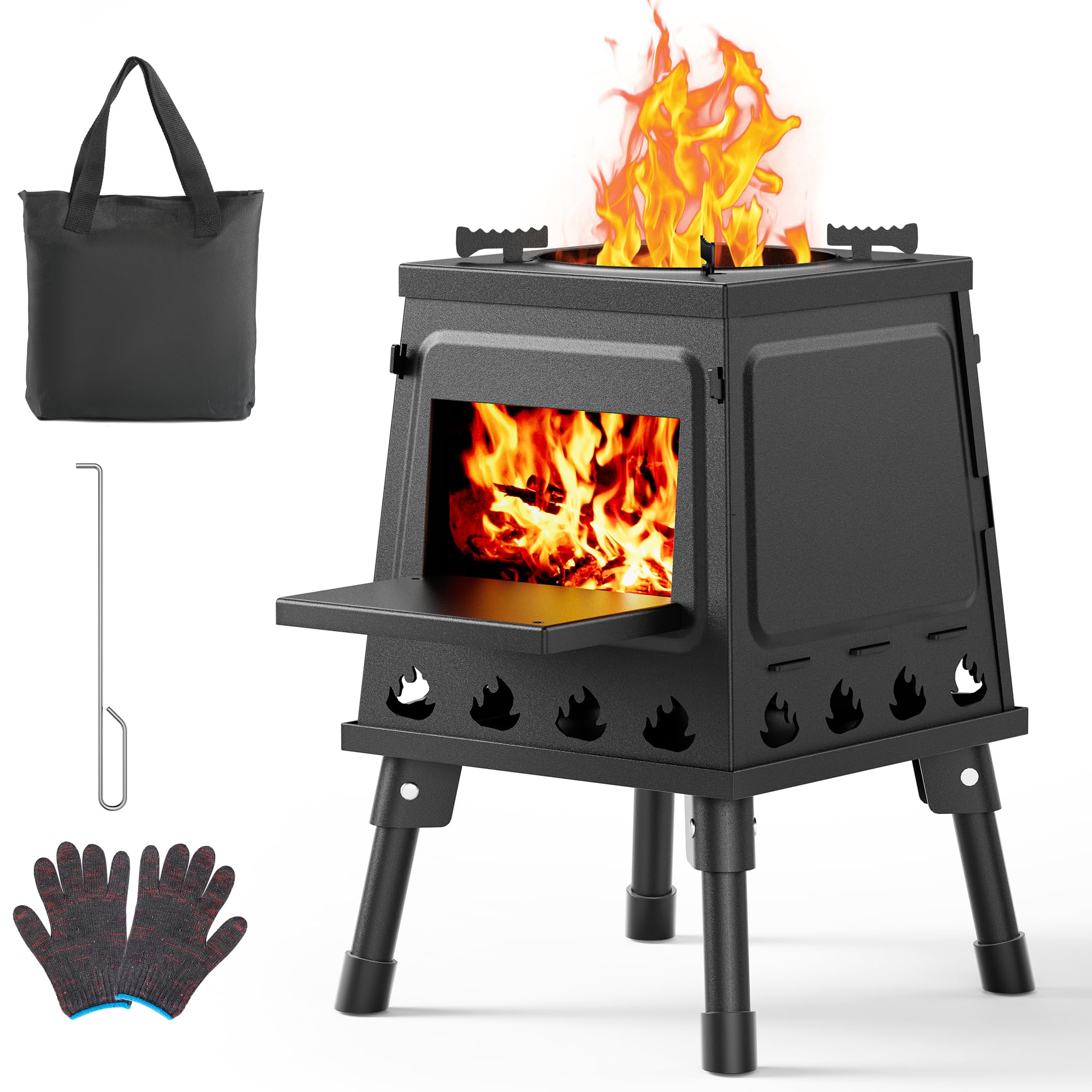 Camping Wood Stove, Small Portable Cast Iron Wood Stove: Compact ...