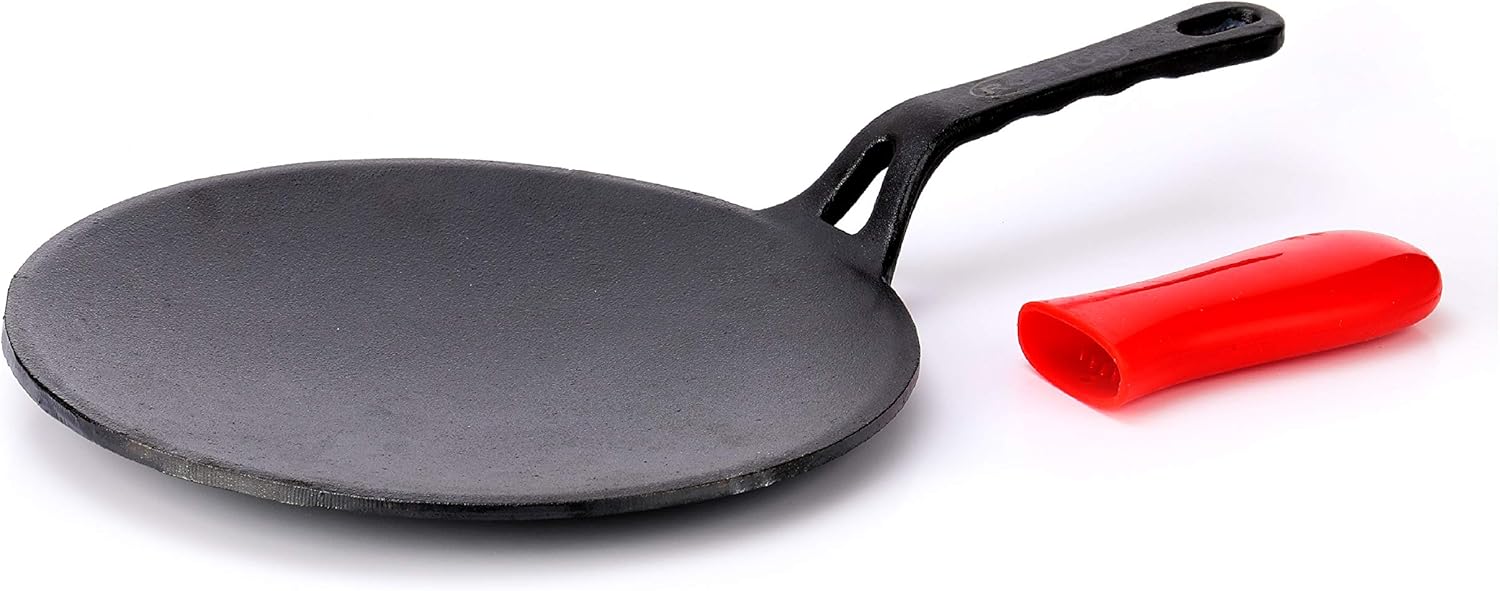 Buy Roston Cast Iron roti tawa pre Seasoned Curved roti tava 10 inch ...