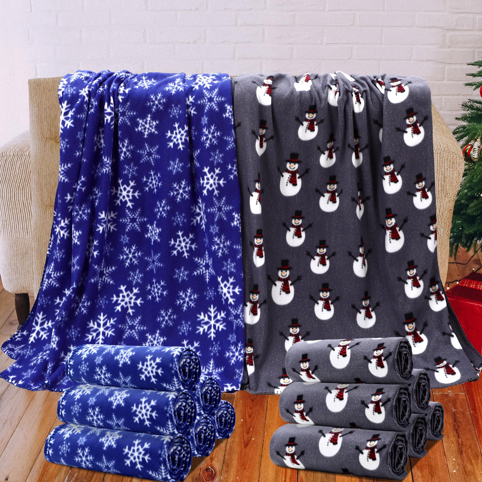 Preboun 24 Pack Bulk Christmas Soft Fleece Blankets 50 x 60 Inch Bulk ...