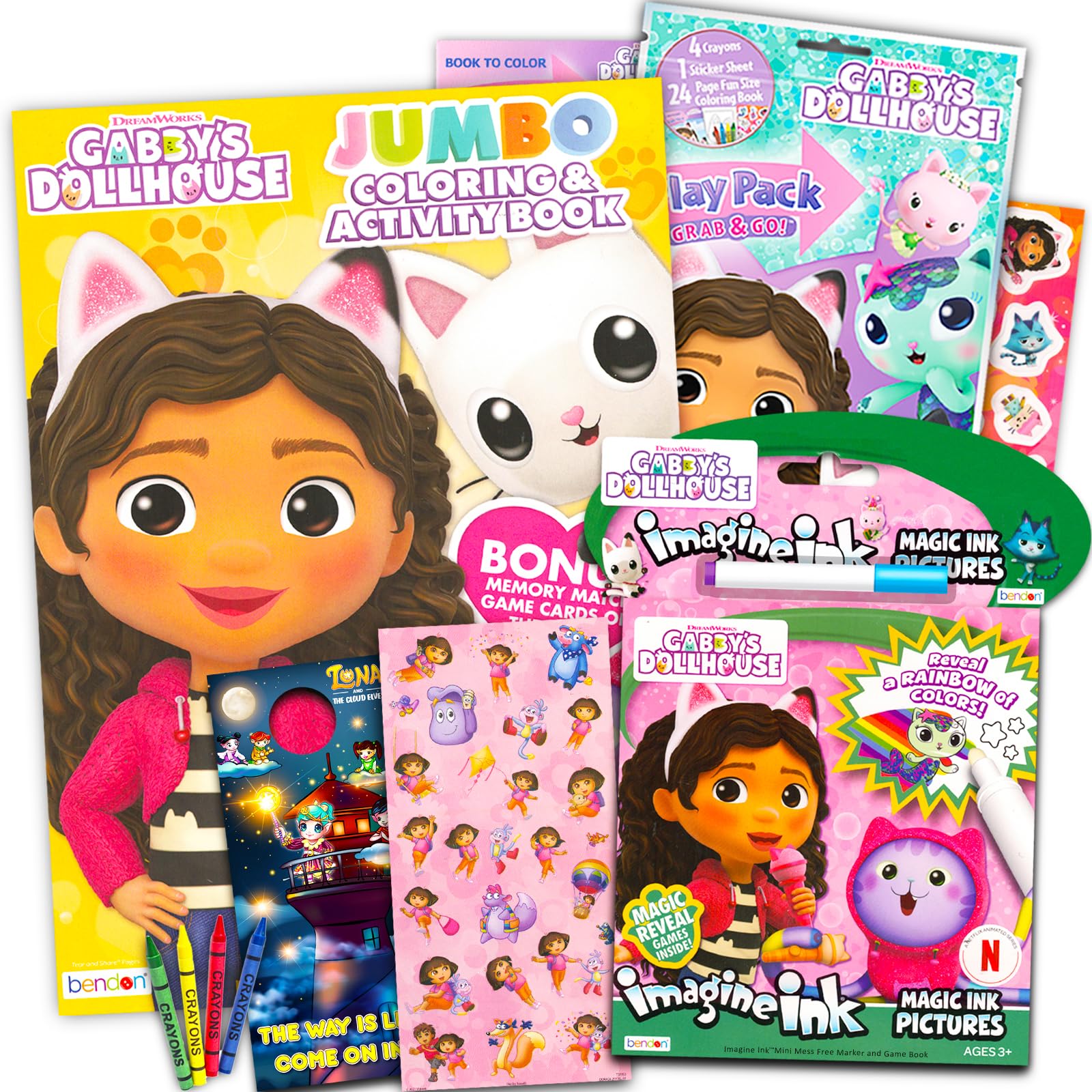 Mua Gabby's Dollhouse Coloring Book Set with Dora Stickers - Bundle ...