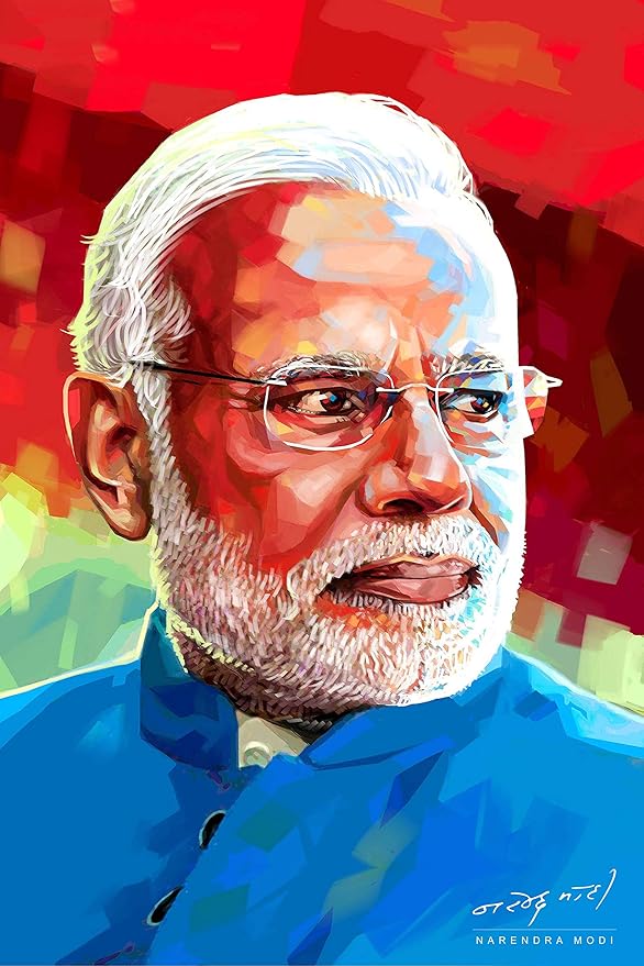Artframe Narendra Modi Colourfull Digital Painting Wall Poster ...