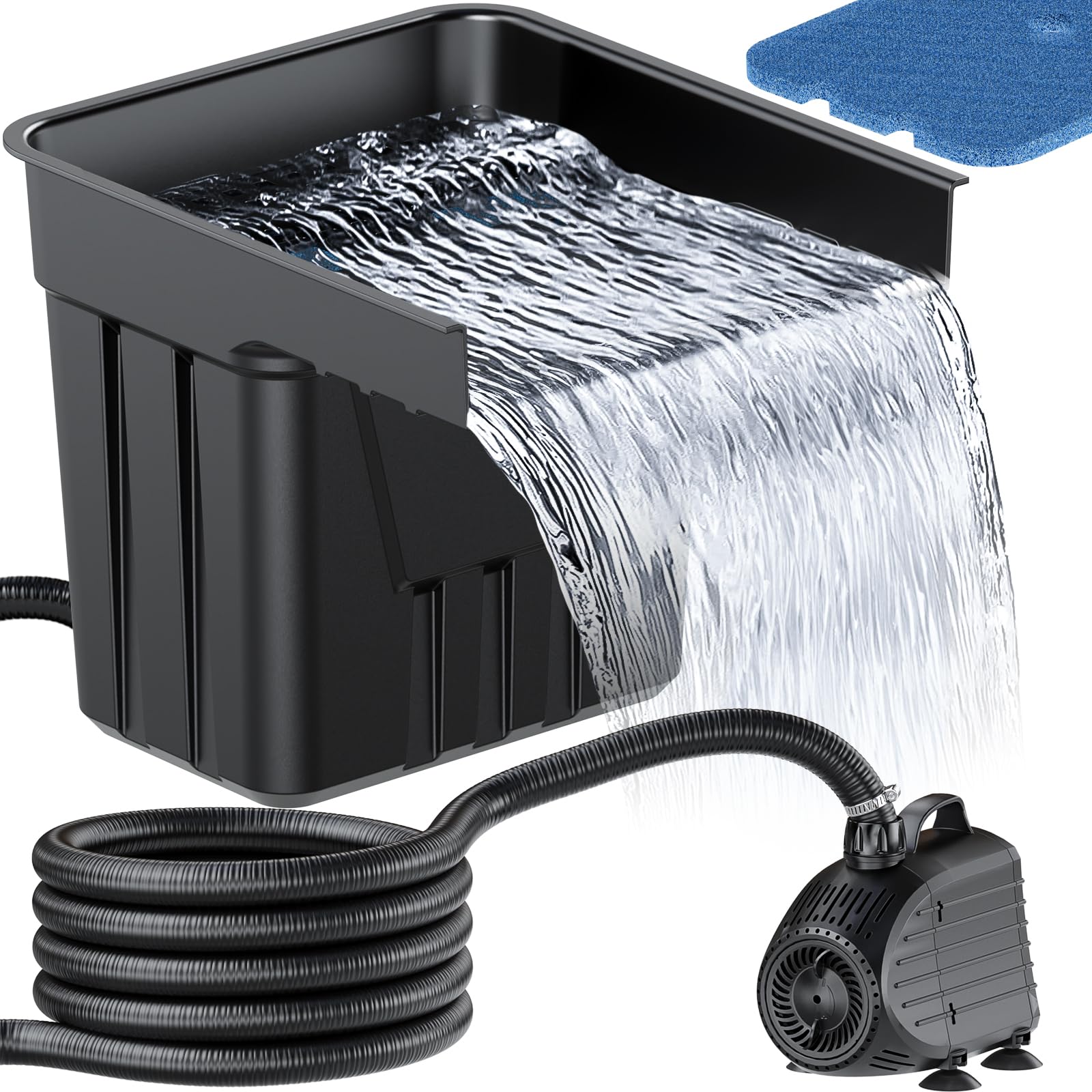 POPOSOAP Pond Waterfall Spillway Kit with 1200GPH Pond Pump & 10 Ft ...
