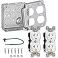 Outlet Box Kit, Includes 4x4'' Drawn Metal Electrical Box, 2 Tamper ...