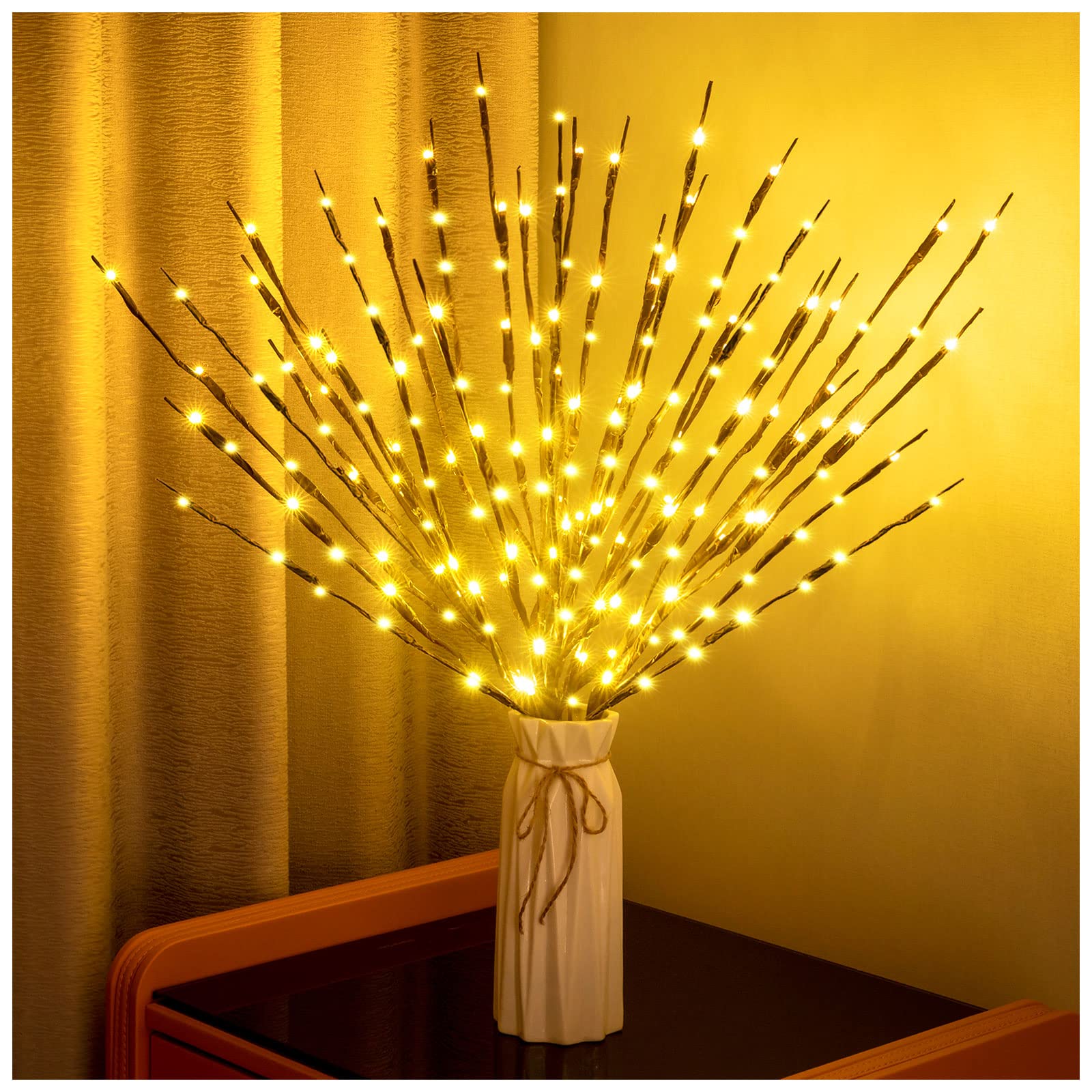 Twig Lights, 2 Pack Lighted Branches, Warm Yellow Willow Lights, 30Inch ...