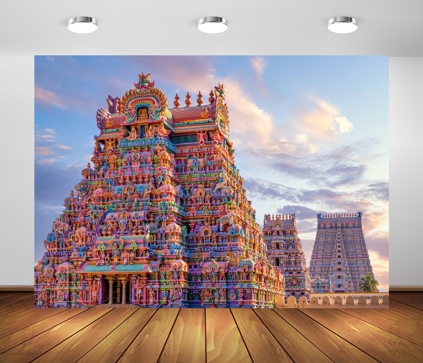 BELECO 7x5ft Fabric Hindu Temple Backdrop Colourful Temple Gopurams in ...