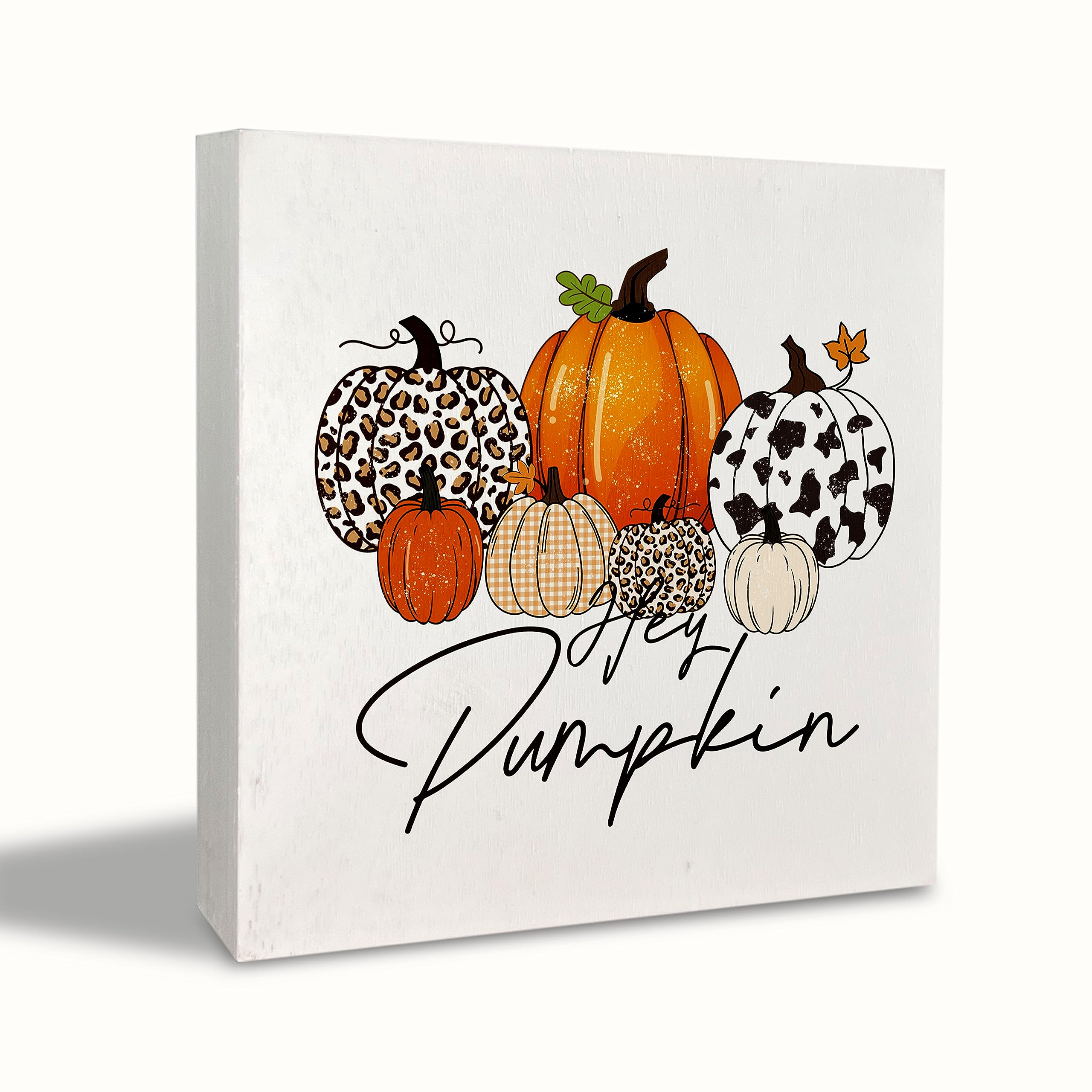 KEUSPI Fall Desk Decor,Farmhouse Hey Pumpkin Fall Harvest Wood Sign ...