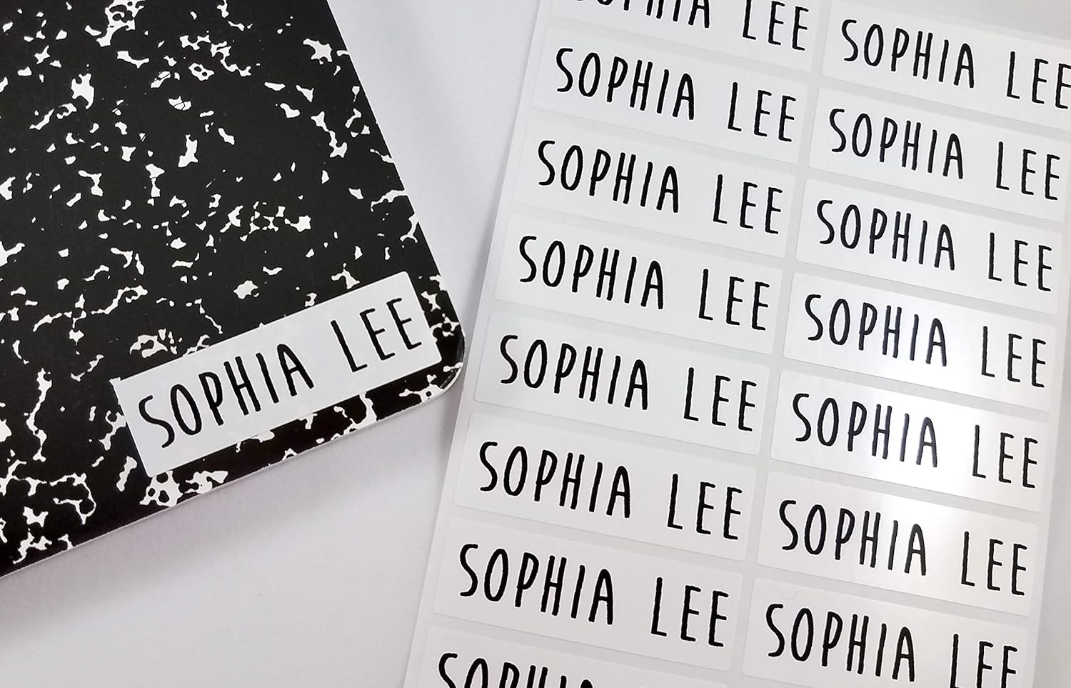 Amazon.com: Hanprinting 48 Long Glossy White Waterproof Name Stickers ...
