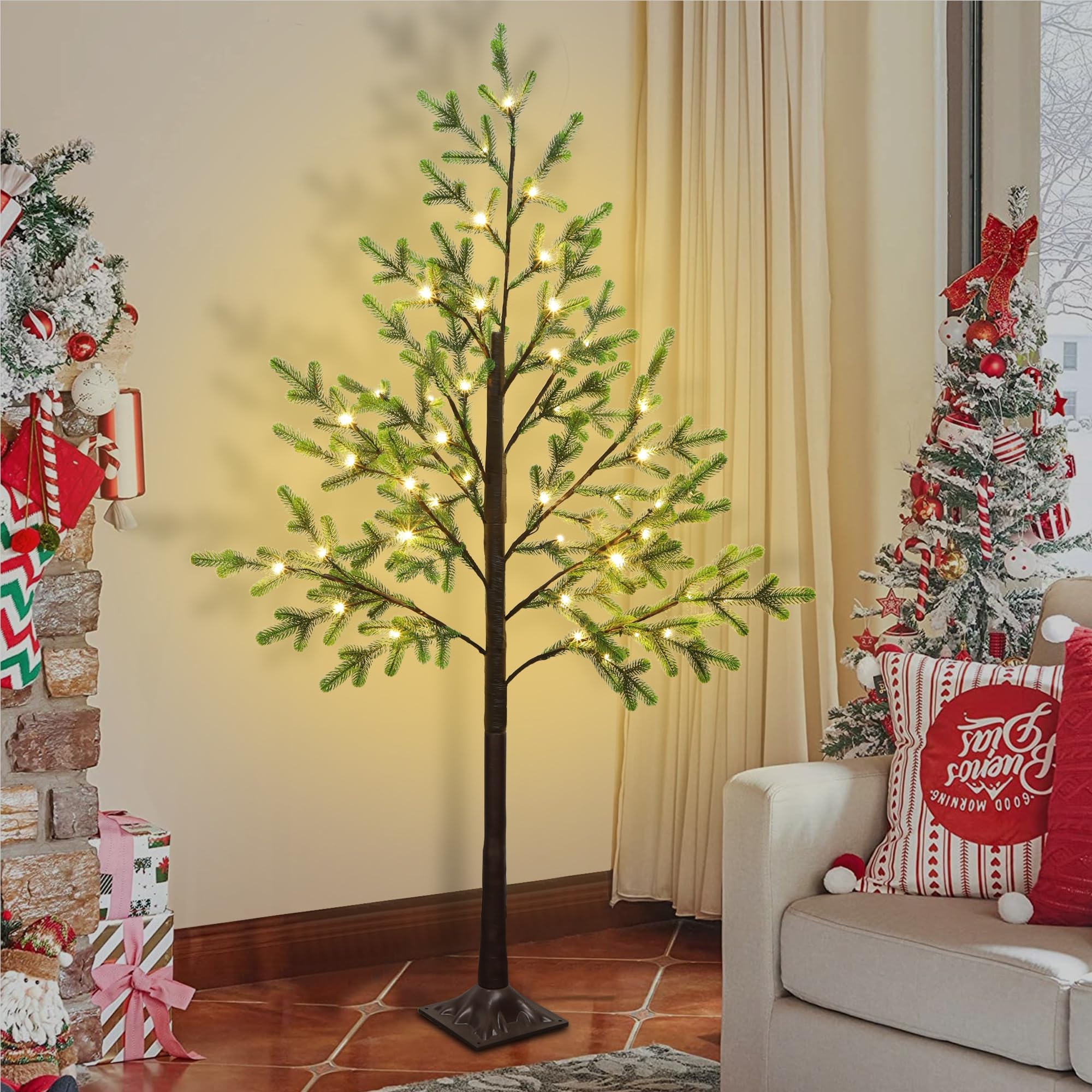 DR.DUDU Christmas Tree with Lights, 5 FT Pre-lit Artificial Xmas Trees ...