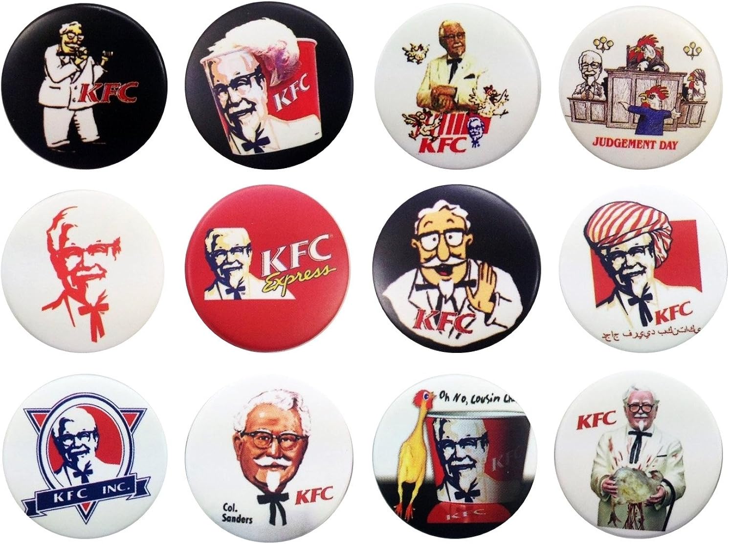 Set of 12 KFC, Kentucky Fried Chicken, Colonel Sanders Badges/ Buttons ...