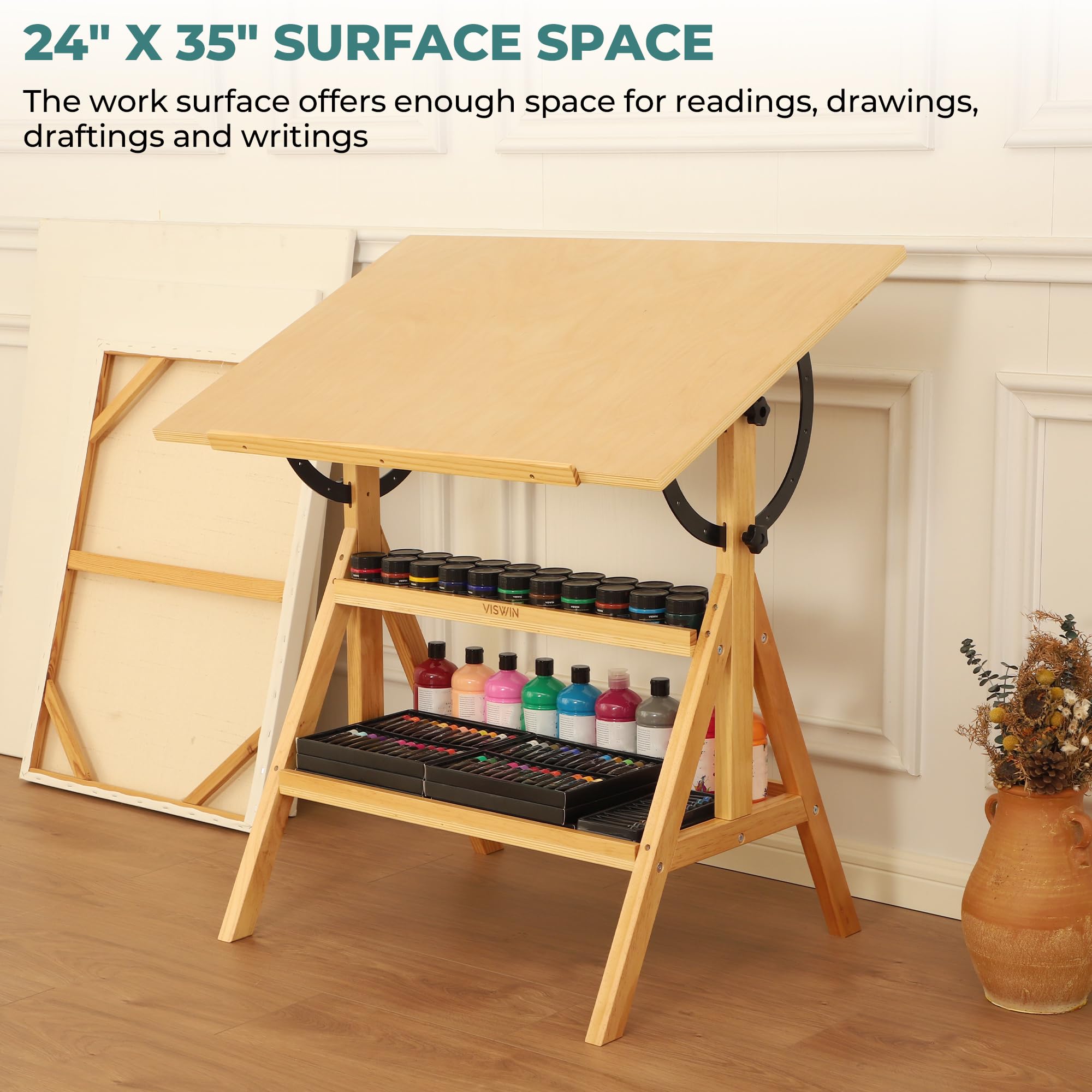 VISWIN Wood Drafting Table For Adults, Drawing Table With Adjustable ...