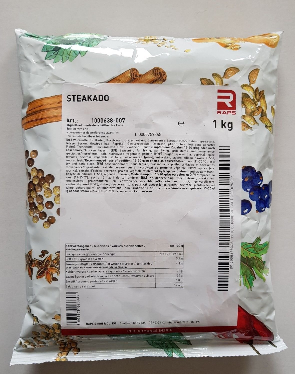 1a Raps Gewürze 1000638-07 STEAKADO --- Beutel 1kg: Amazon.de ...