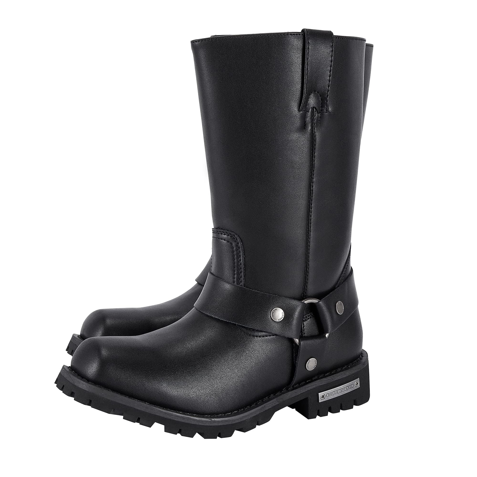 Dream Apparel Men's 12" Harness Motorcycle Boots for Riding, Square Toe ...