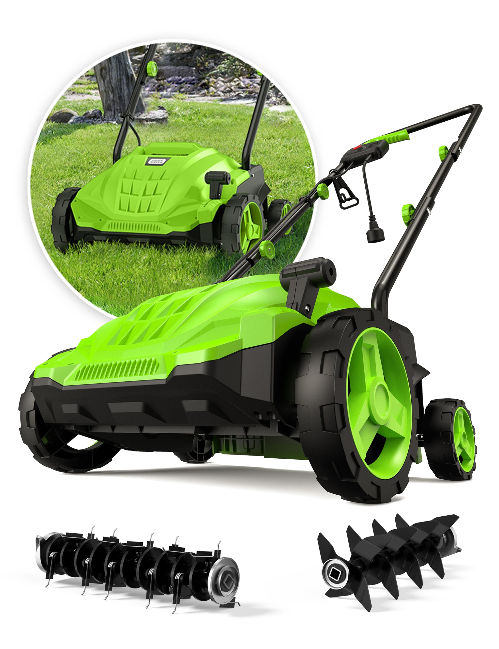 Electric Dethatcher Scarifier 13-Inch 12 Amp, SWIPESMITH 2-in-1 Lawn ...