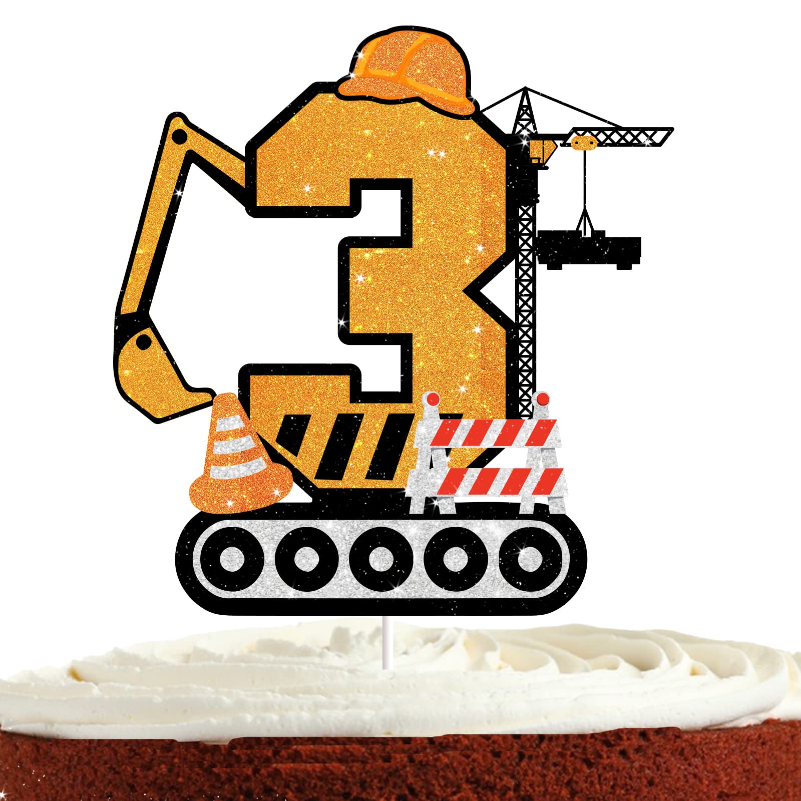 Construction Cake Topper for Boys Girls 3rd Happy Birthday Construction ...