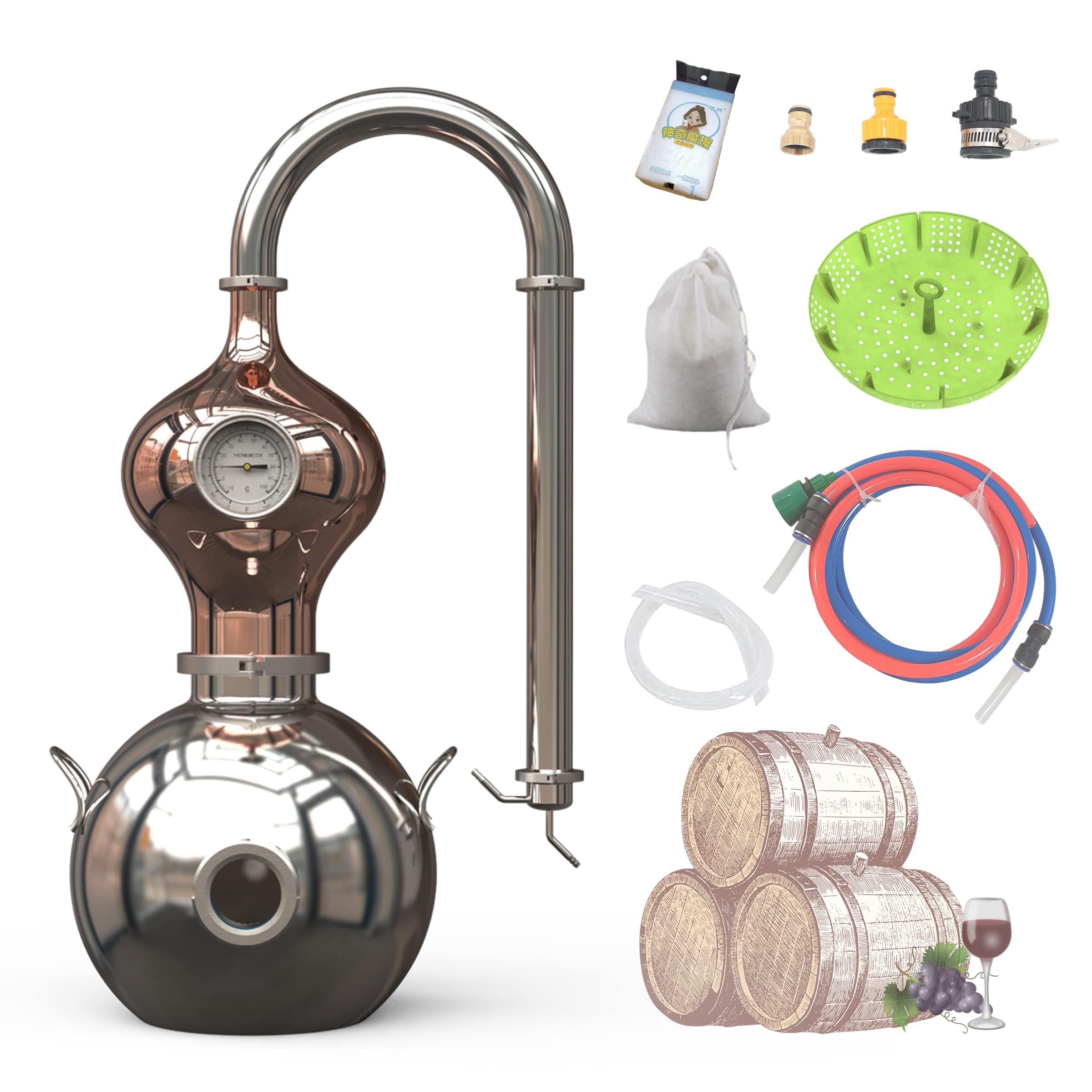 HOOLOO D15 Distiller Still for Home Use Kit 304 Stainless Steel Making ...