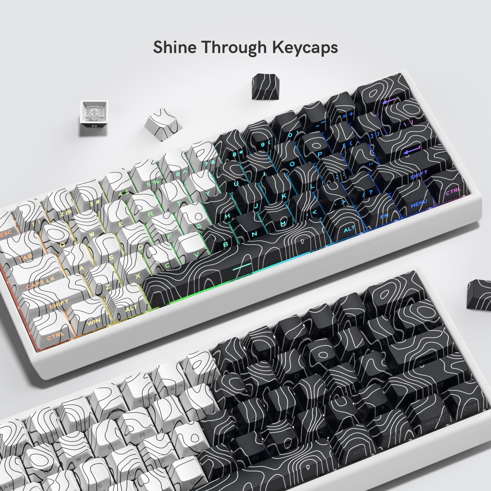 Mua double shot PBT keycaps,white and black,Topographic keycaps,lines ...