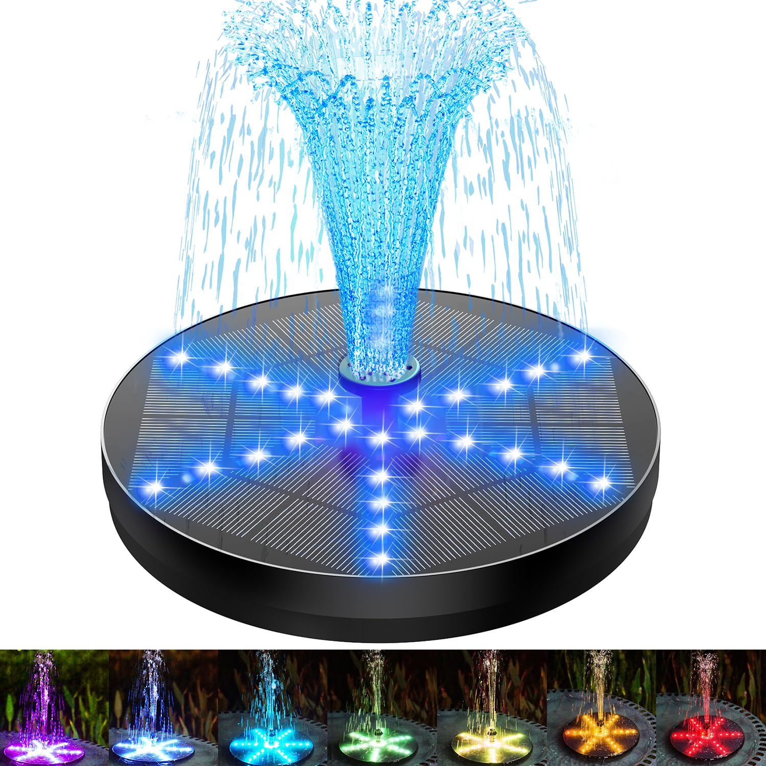 SZMP Solar Fountain 4W Bird Bath Fountains 2024 Upgraded 30LED Lights ...