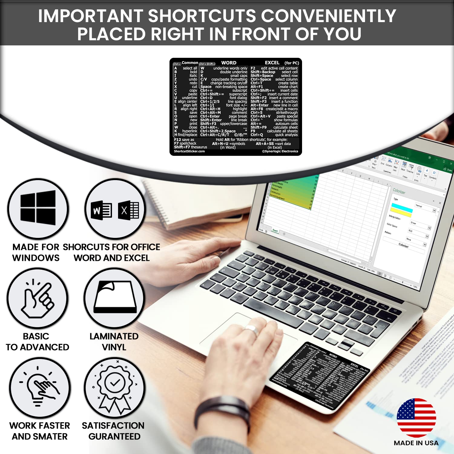 Mua SYNERLOGIC Microsoft Word/Excel (for Windows) Reference Guide Keyboard Shortcut Sticker ...