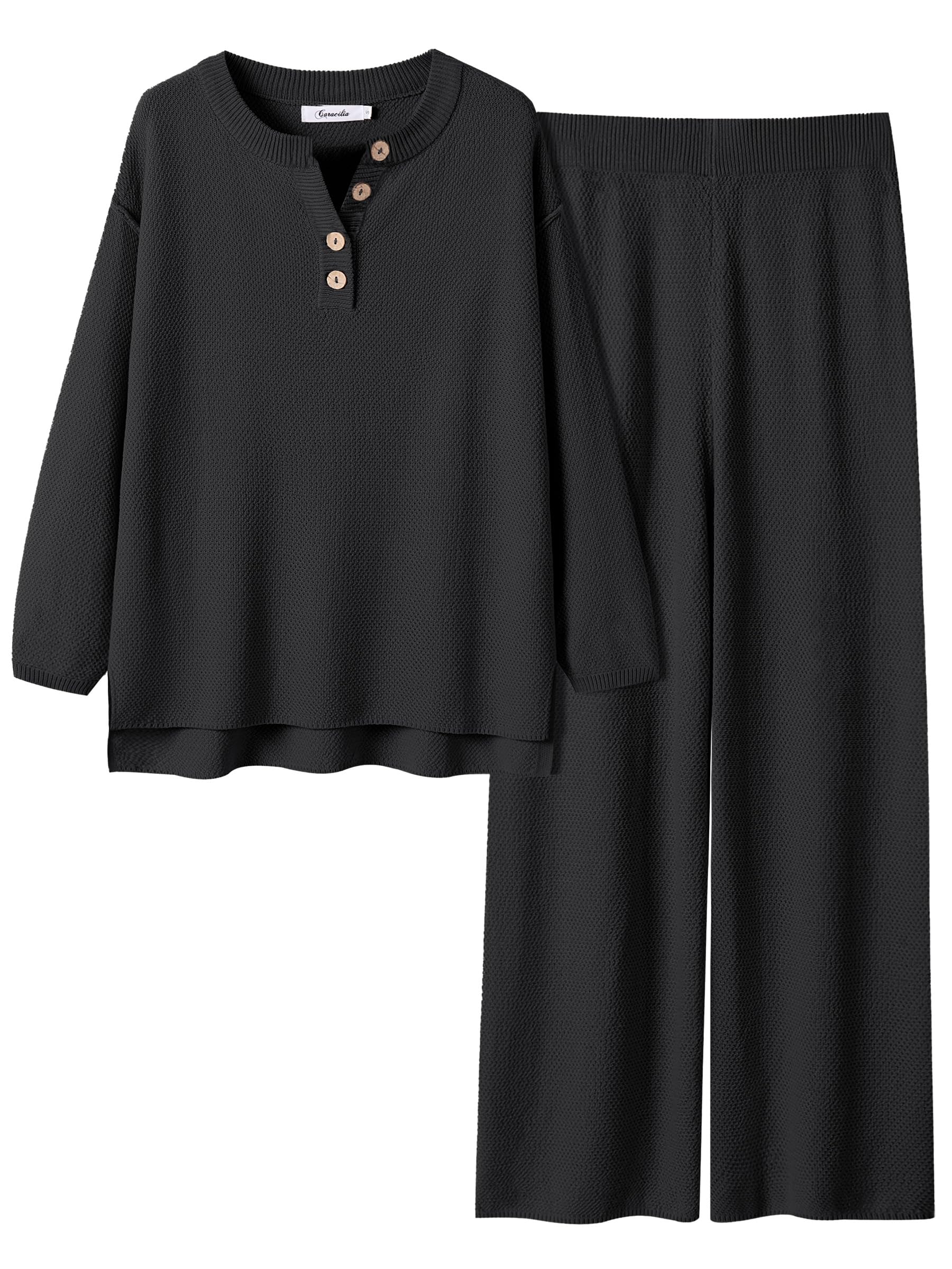 ANRABESS Women 2 Piece Outfits Oversized Loose Waffle Knit Sweater Set ...