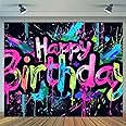 Amazon.com: Neon Happy Birthday Banner - 71x43 Photography Backdrops ...